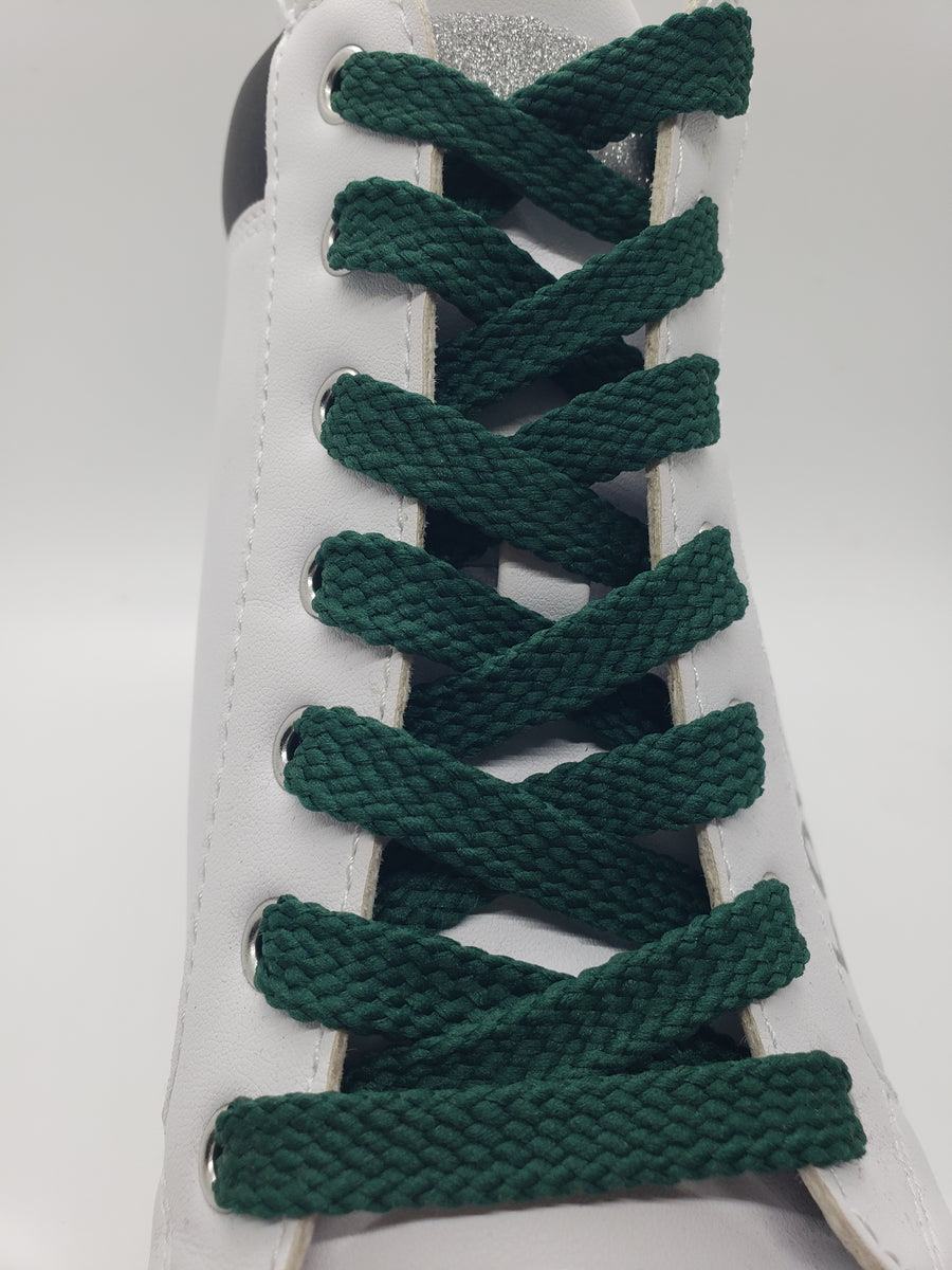 Flat Solid Shoelaces - Forest Green – The Shoe Lace Factory