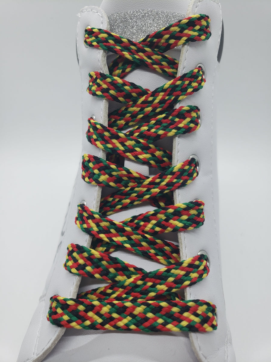 Flat Rasta Confetti Shoelaces - Yellow, Red Green and Black – The Shoe ...
