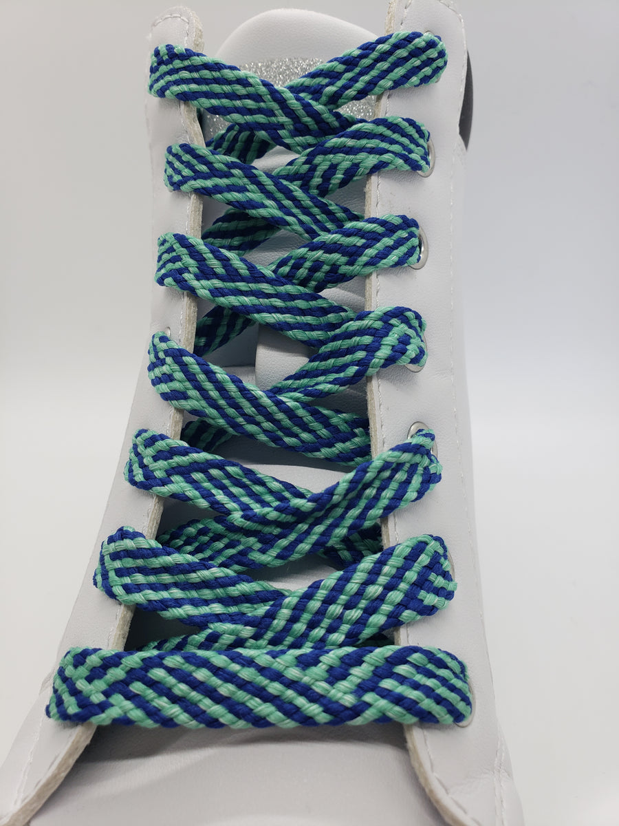 Flat Herringbone Shoelaces - Royal Blue and Light Teal – The Shoe Lace ...