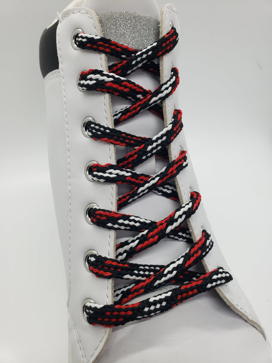 Hybrid Multicolor Shoelaces - Black, white and red – The Shoe Lace Factory