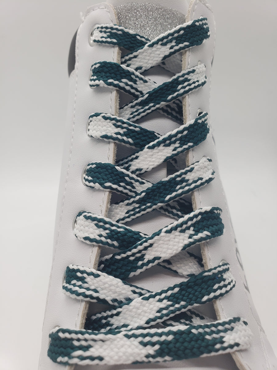 Premium Argyle Laces - Dark Teal and White – The Shoe Lace Factory