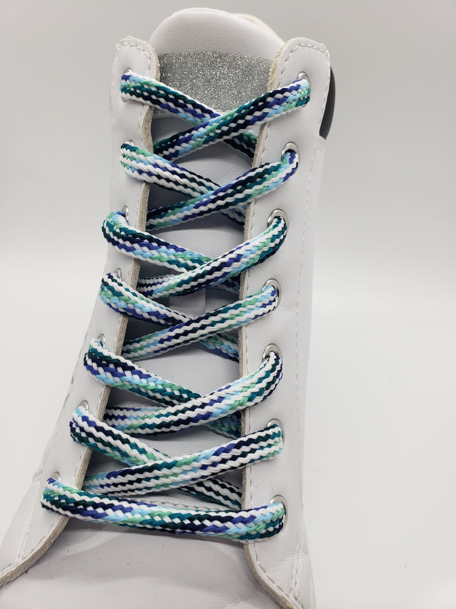 Hybrid Multicolor Shoelaces - Blues, Teals and White – The Shoe Lace ...