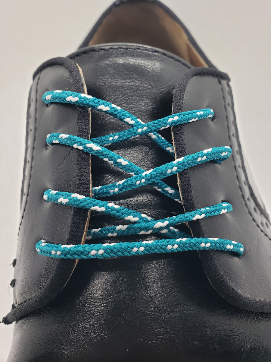 Round Dress Shoelaces - Teal with White Accents – The Shoe Lace Factory