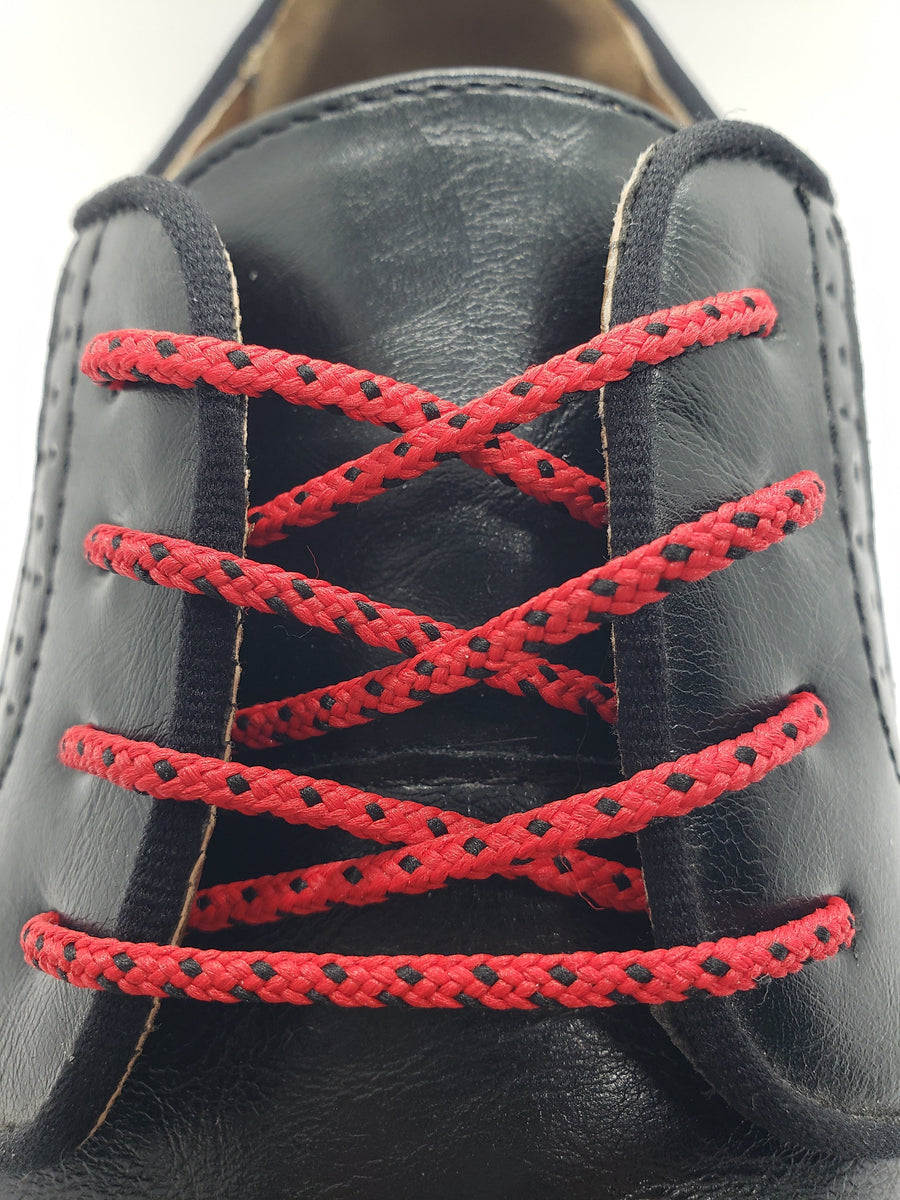 Round Dress Shoelaces - Red with Black Accents – The Shoe Lace Factory