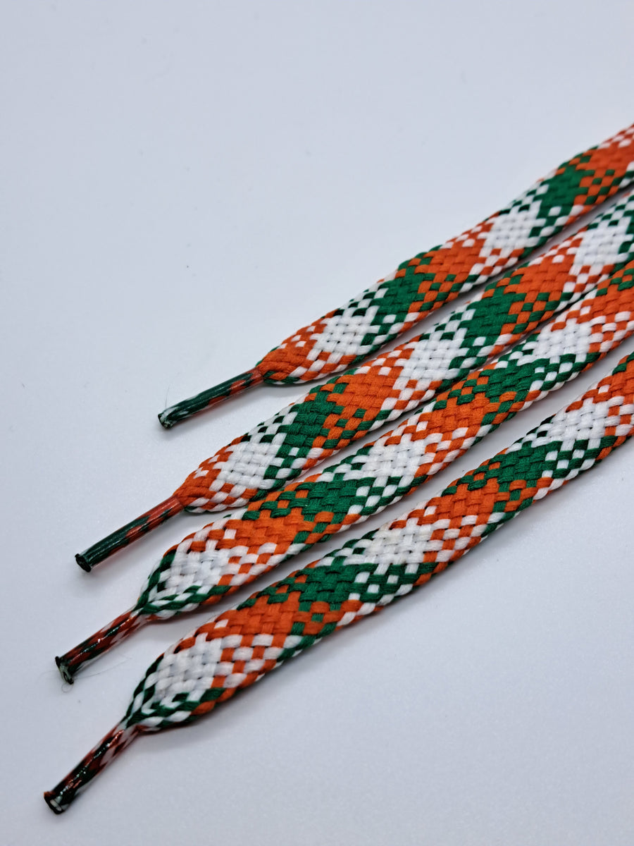 Flat Irish Flag Shoelaces - Green, Orange and White – The Shoe Lace Factory