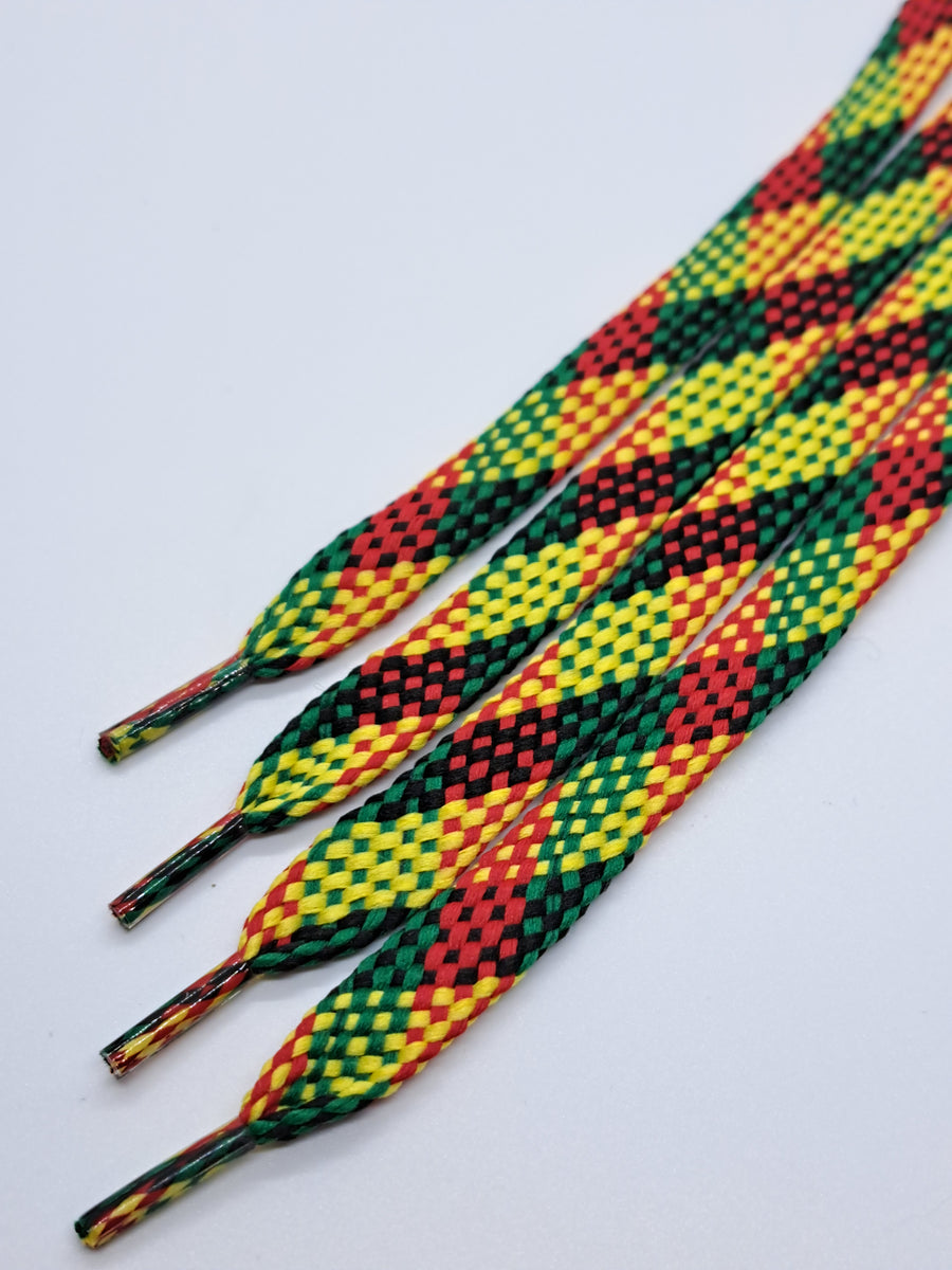 Flat African Flag Color Shoelaces - Black, Green, Red and Gold – The ...
