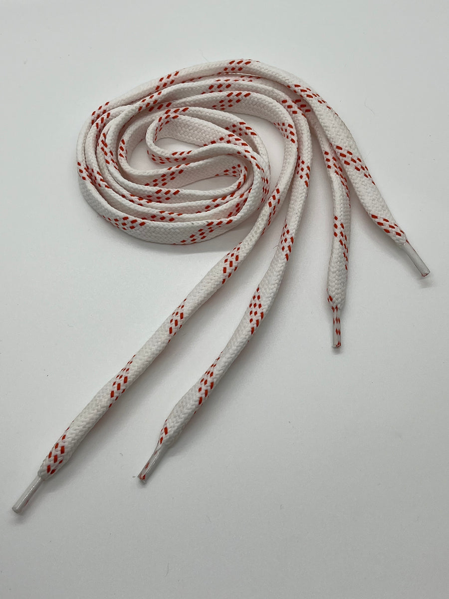 Premium Sport Laces - White with Orange Accents – The Shoe Lace Factory