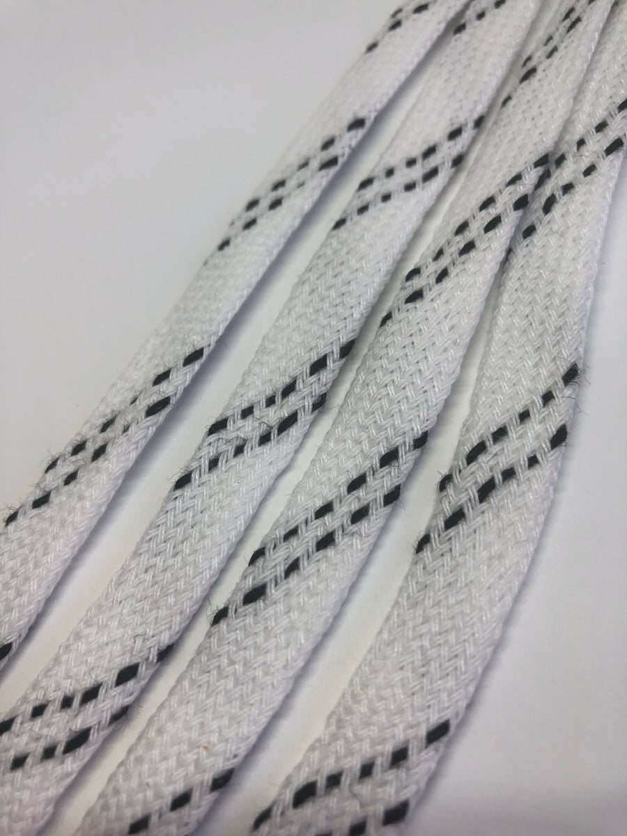 Premium Sport Laces - White with Black Accents – The Shoe Lace Factory