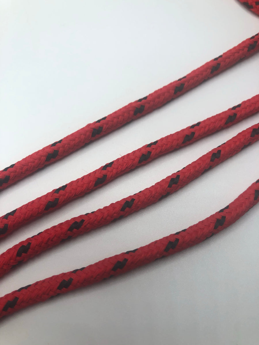 Round Classic Shoelaces - Red with Black Accents – The Shoe Lace Factory